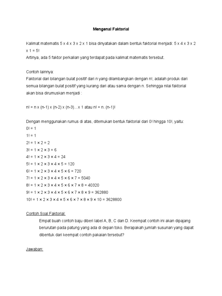Mengenal Faktorial | PDF
