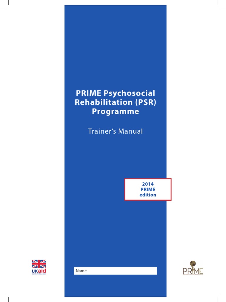 PRIME Psychosocial Rehabilitation (PSR) TrainerGÇÖs Manual | PDF ...