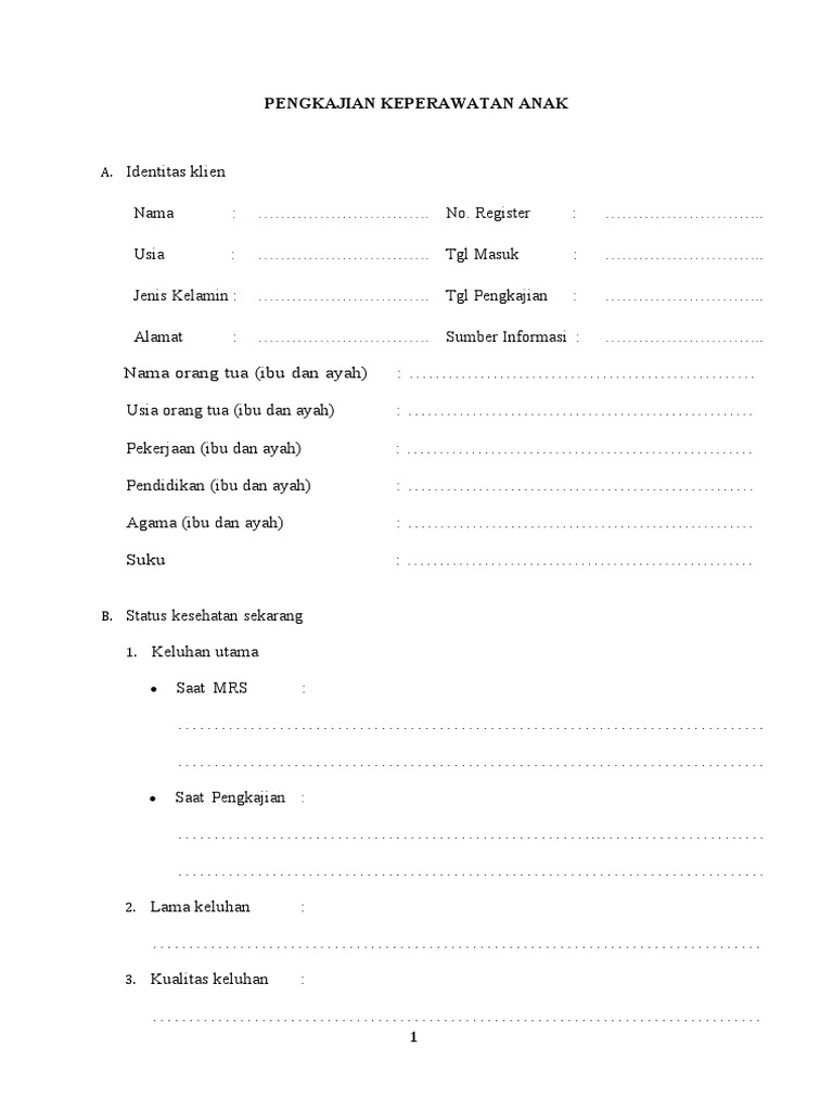 Format Askep Anak | PDF