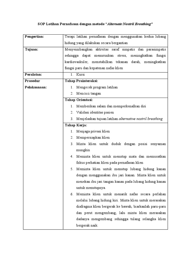 SOP Alternate Nostril Breathing | PDF
