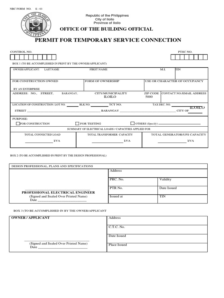 Temporary Electrical Permit | PDF | Government | Business