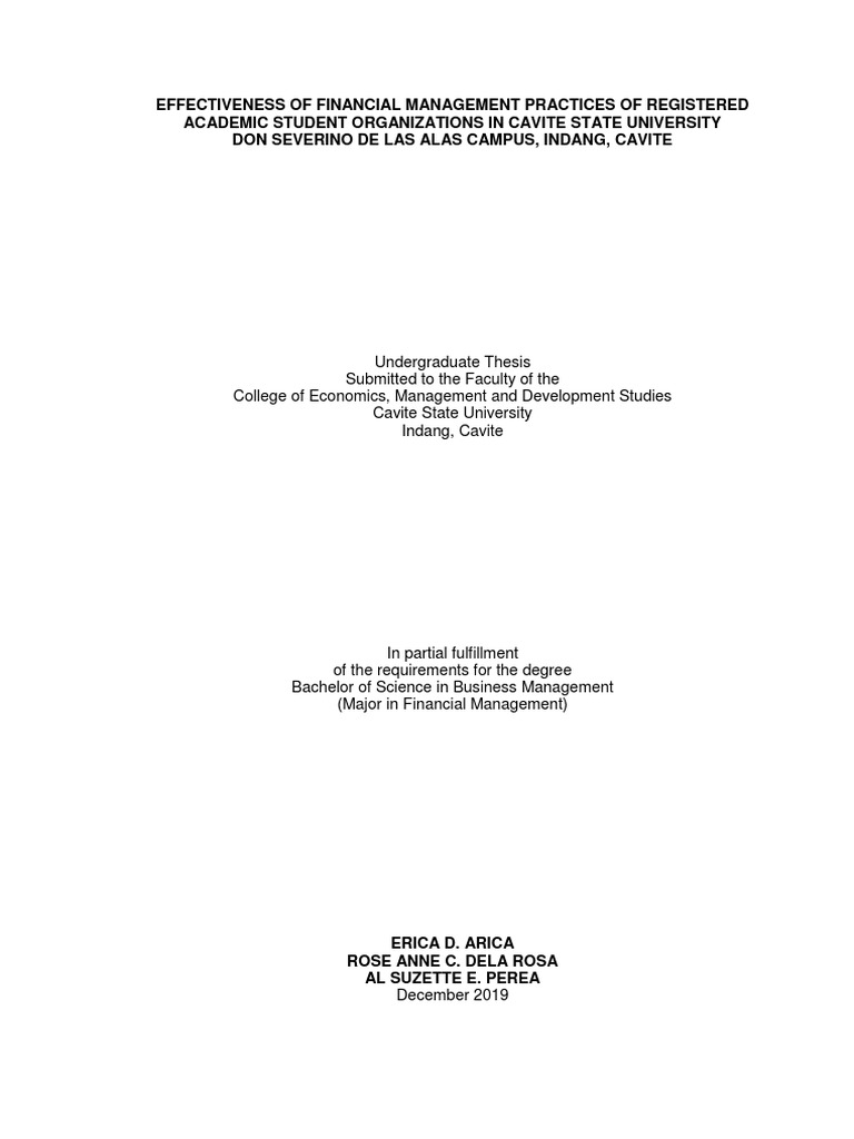 THESIS Effectiveness of Financial Management Practices of Registered ...