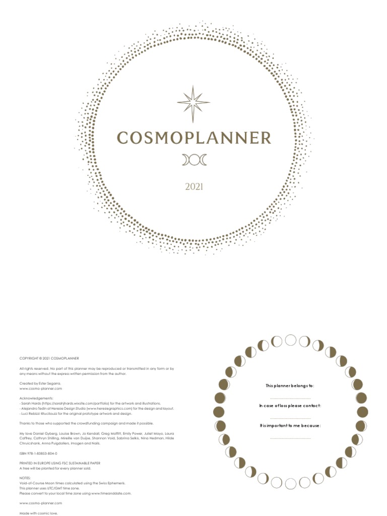 Cosmoplanner PDF 2021 | PDF | Moon | Mercury (Planet)