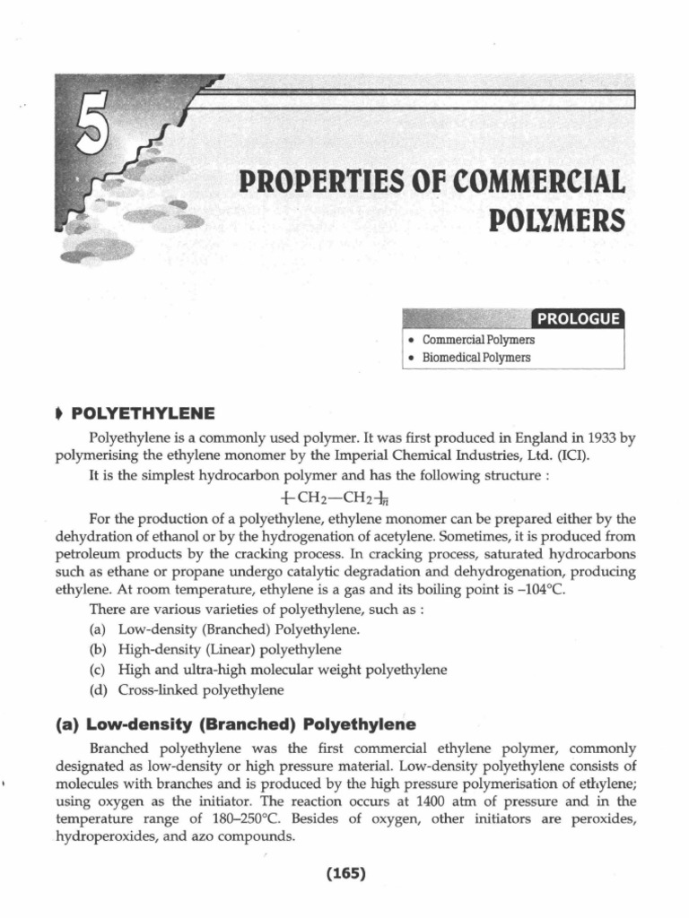 Properties of Commercial Polymers: - Polyethylene | PDF