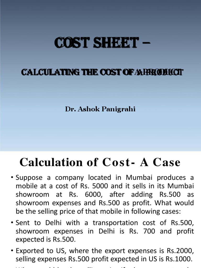 Cost Sheet PDF | PDF | Cost | Cost Of Goods Sold