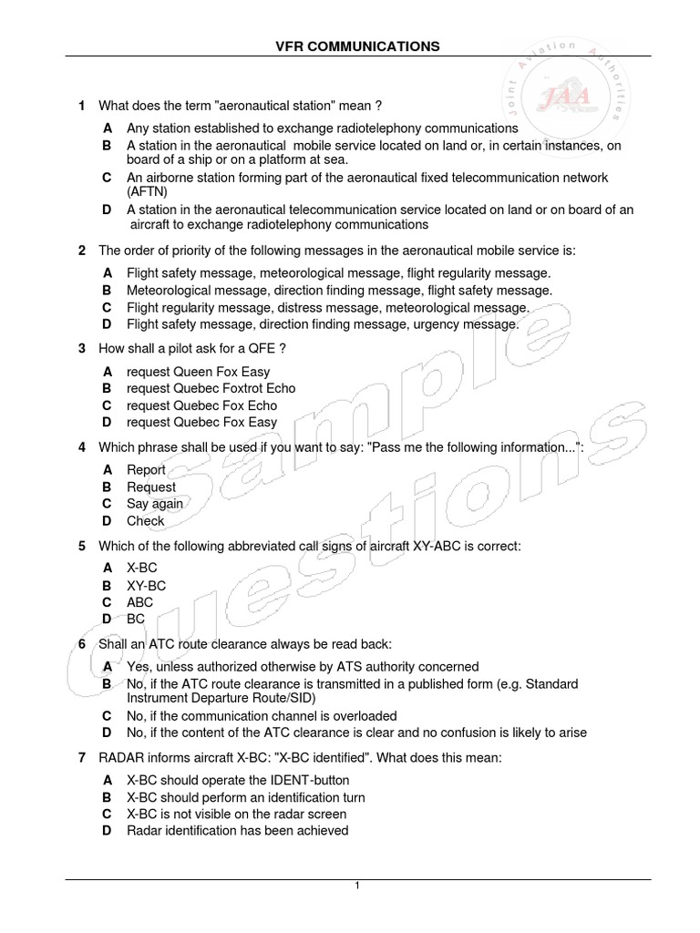 VFR & IFR Communication Procedures | PDF | Instrument Flight Rules ...