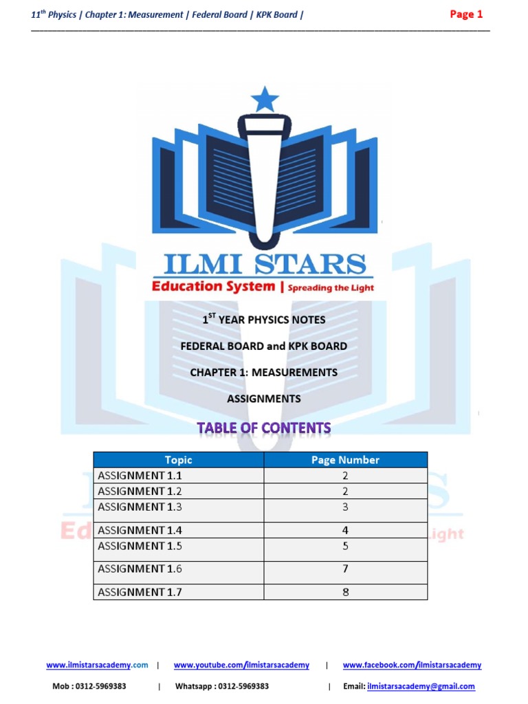11th Physics ch.1 Assignments | PDF | Pendulum | Applied And Interdisciplinary Physics