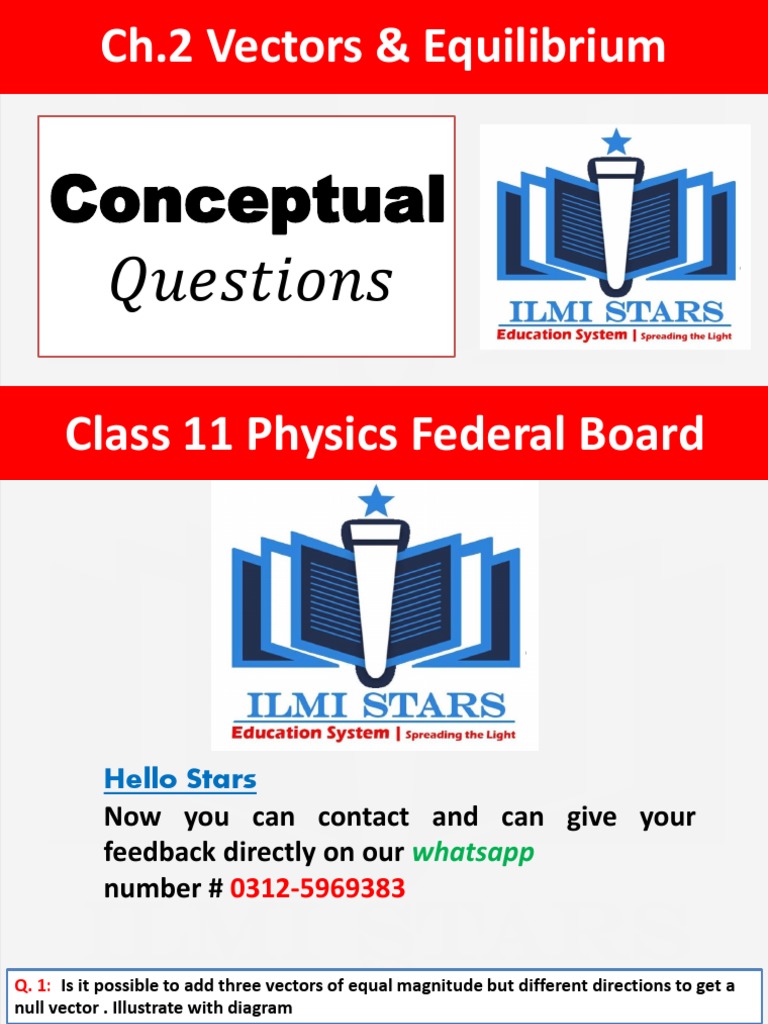 11th Class Physics Ch.2 Conceptual Questions | PDF | Euclidean Vector ...