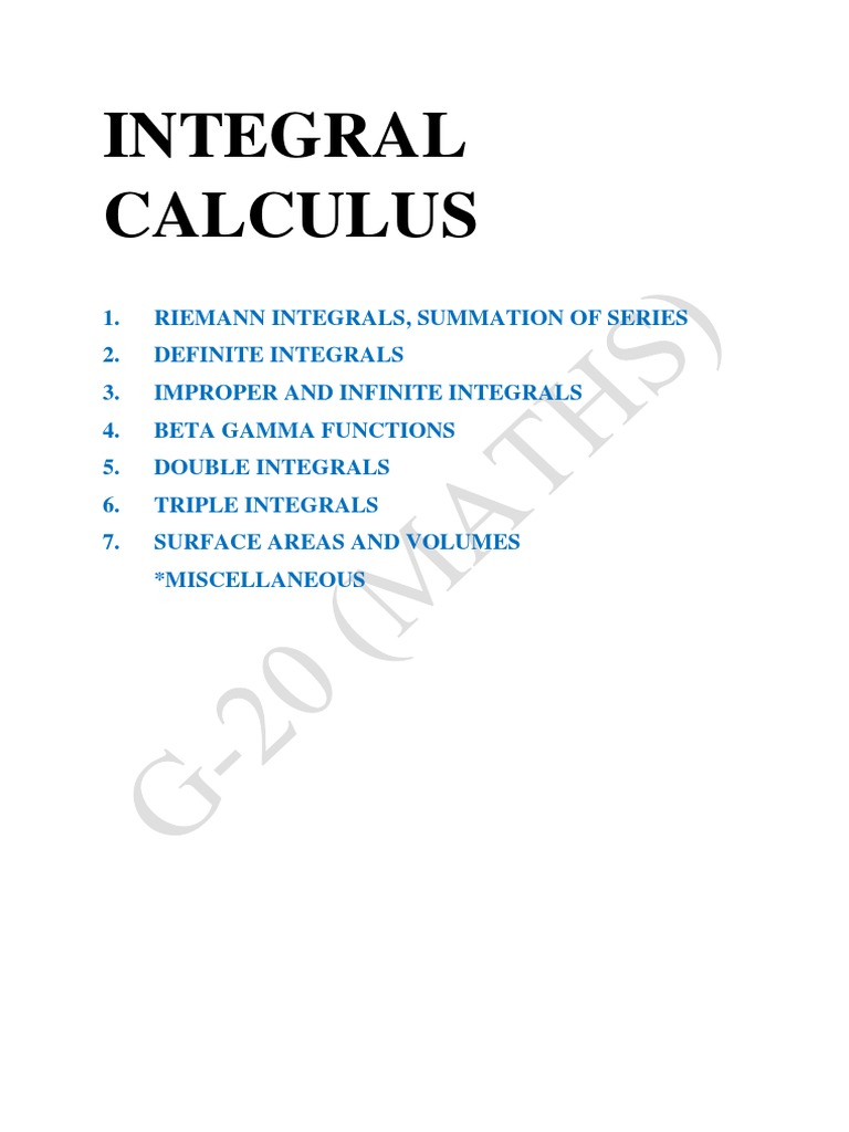 G-20 Integral Calculus Chapterwise | PDF