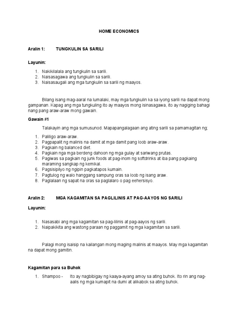 Home Economics | PDF