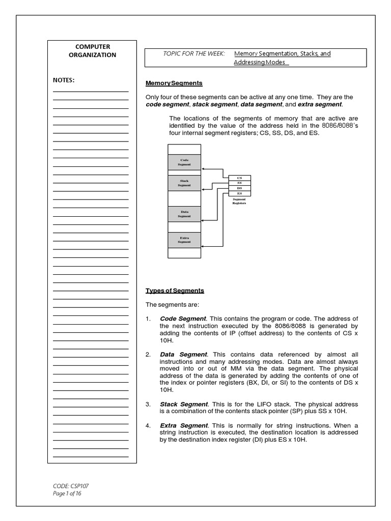 Memory Segmentation in 8086/8088 | PDF | Pointer (Computer Programming) | Computer Science