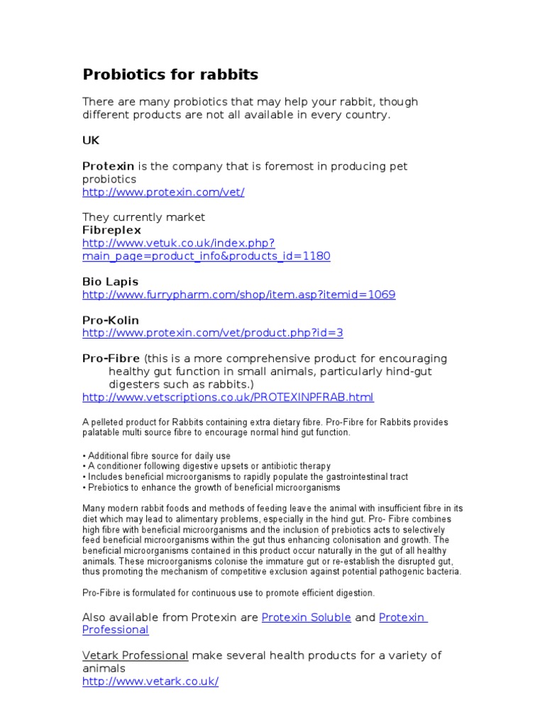 Probiotics For Rabbits | Download Free PDF | Probiotic | Lactobacillus
