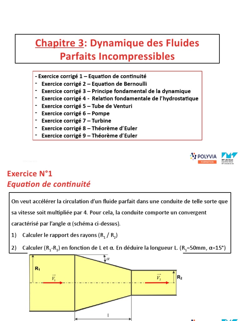 Exercice MDF - BM - Chap3-Dynamique Fluide Parfait | PDF | Pression | Mécanique