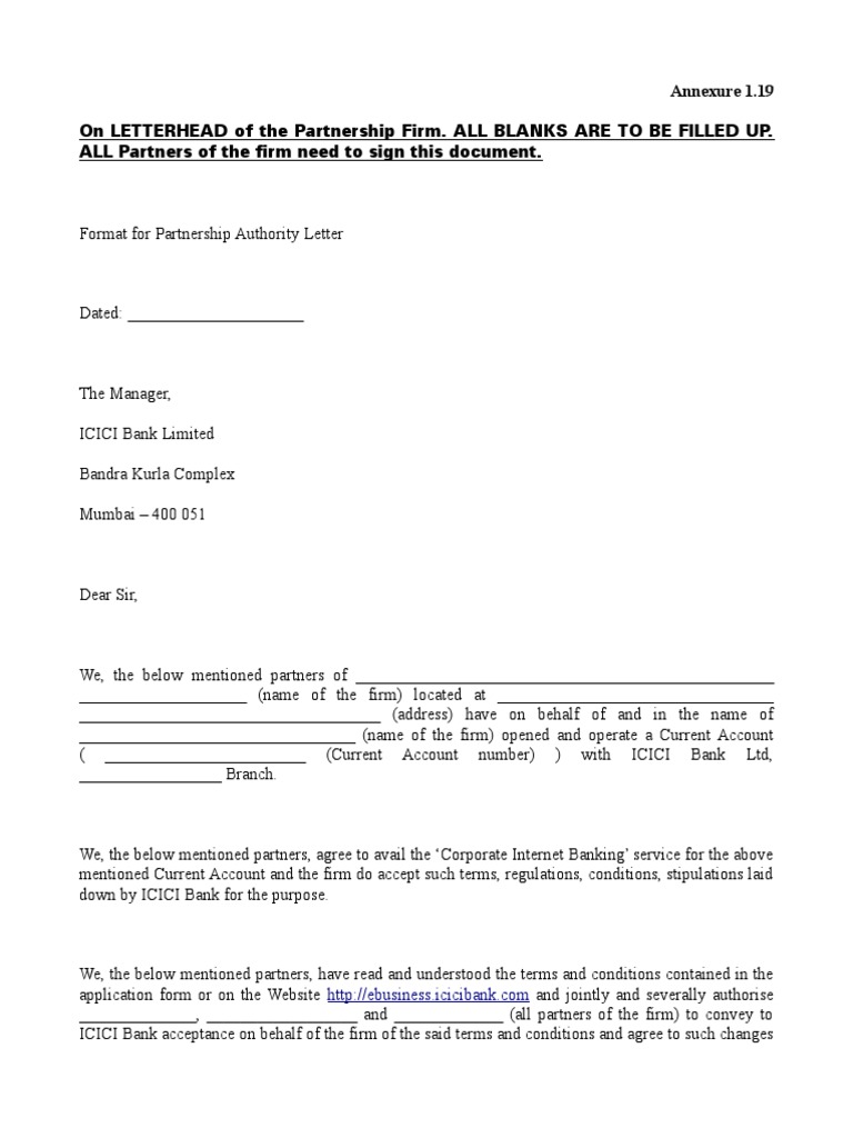 Partnership Letter For Availing Cib and Linking Partnership Accounts To ...