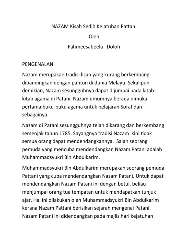 Nazam Patani: Sejarah dan Tradisi | PDF