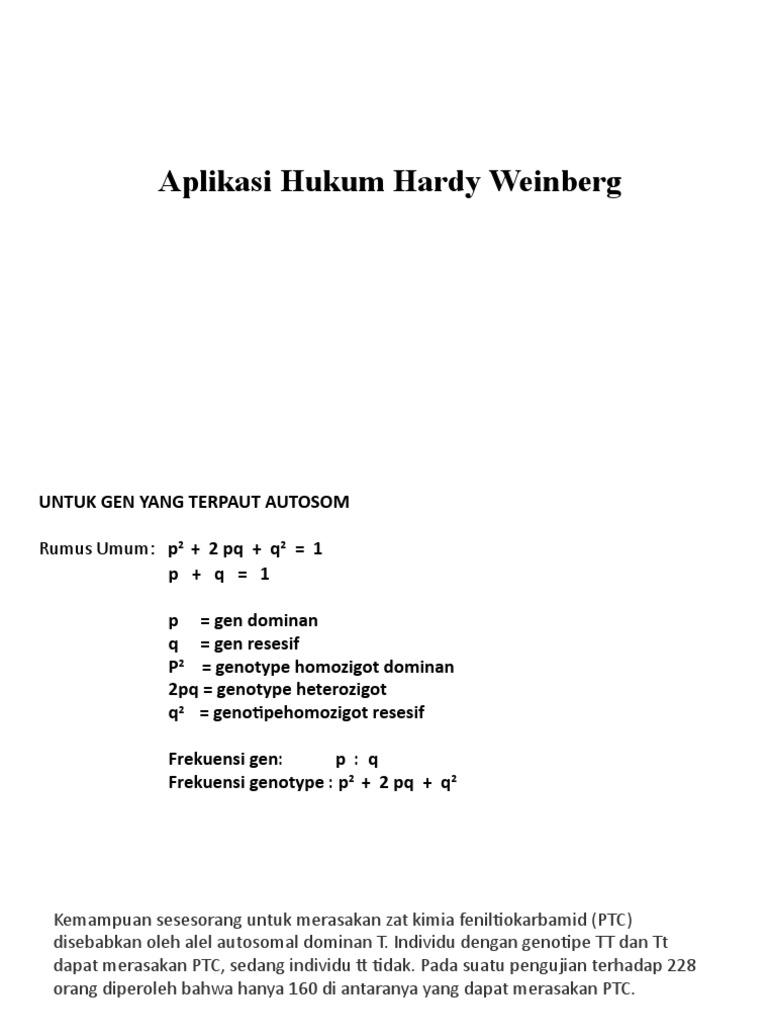Terapan Hukum Hardy Weinberg | PDF