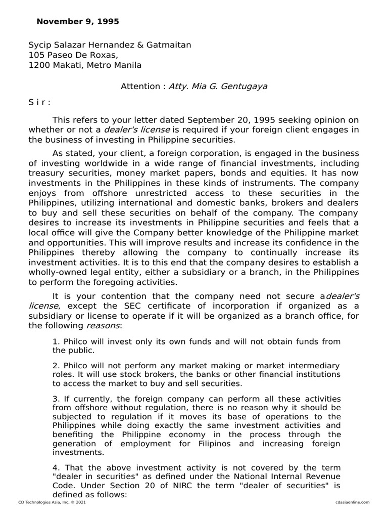 Sycip Salazar Hernandez Gatmaitan | PDF | Securities (Finance) | Corporations