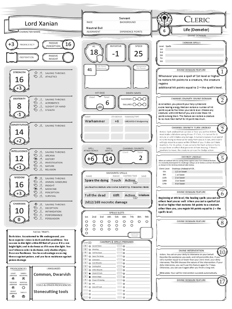 Xanian character sheet | PDF