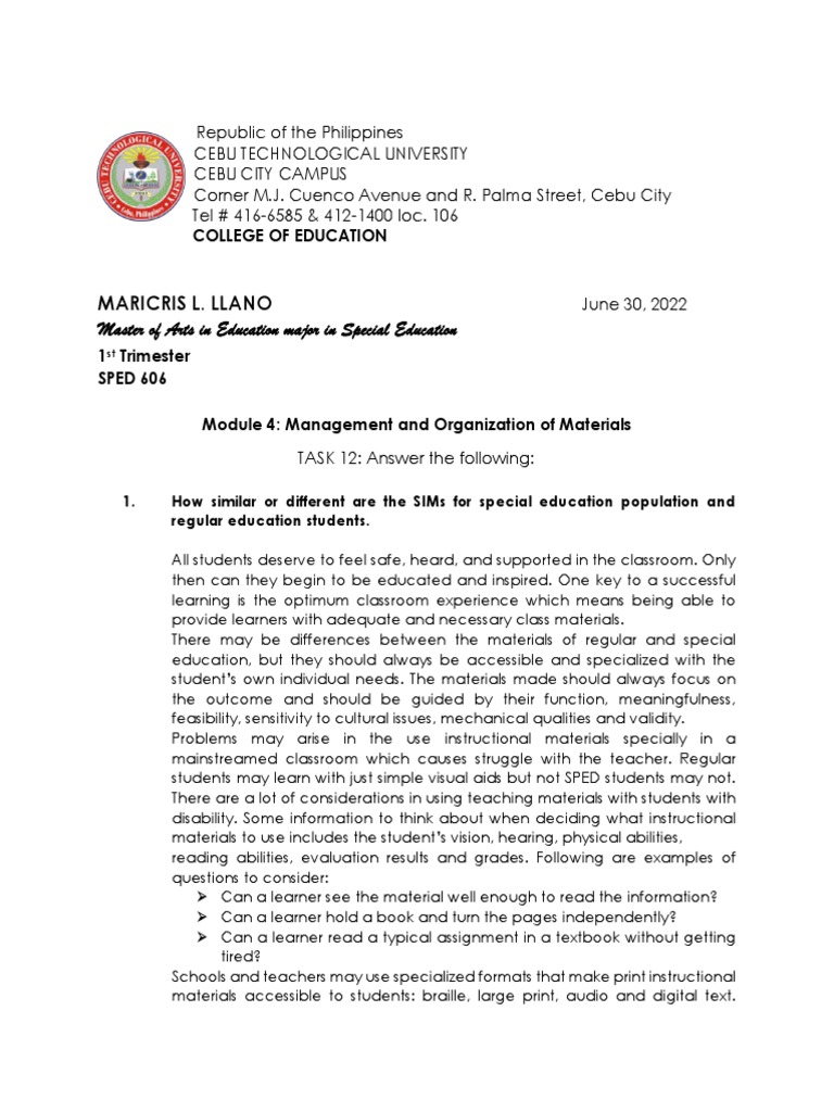 Sped | PDF | Special Education | Disability