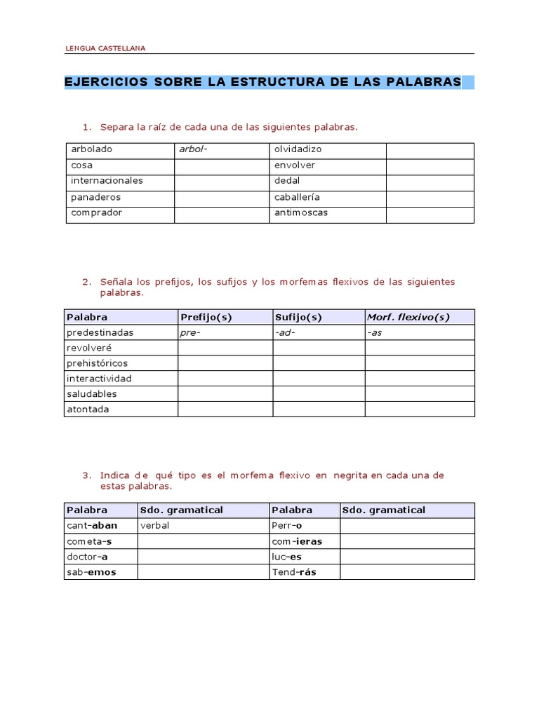 Estructura palabras | PDF | Numero Gramatical | Sintaxis