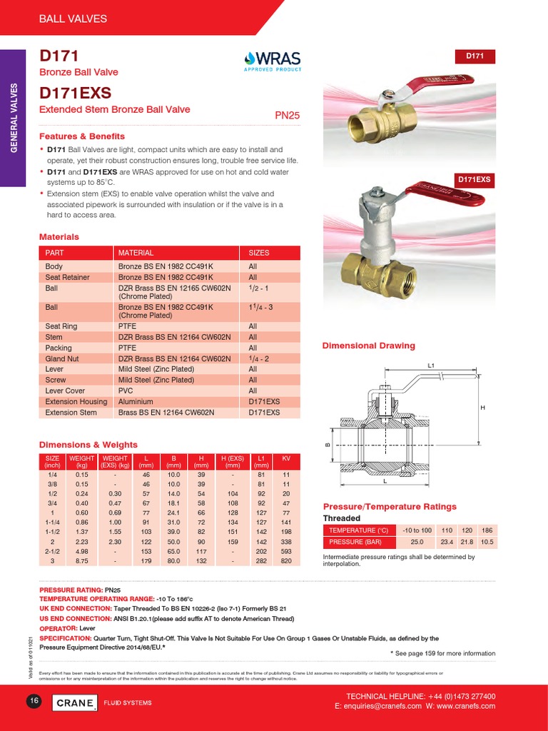 D171 D171EXS Ball CraneFS DS 1021 p16 | PDF | Valve | Chemical Engineering