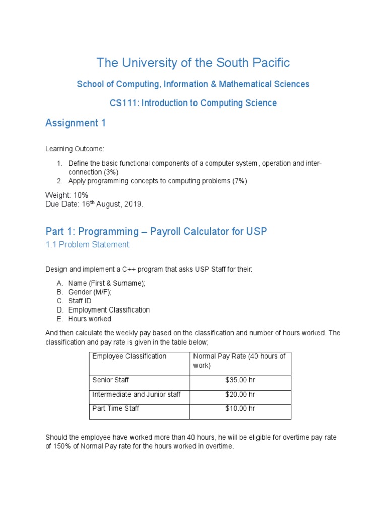 Assignment 1 Sem 2 2019 | PDF | Computer Program | Programming