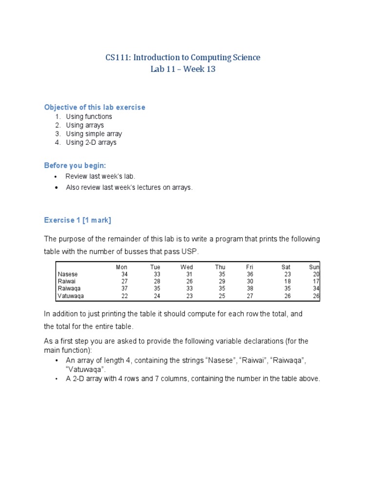 Week 13 Lab 11 | PDF | Array Data Structure | Computer Science