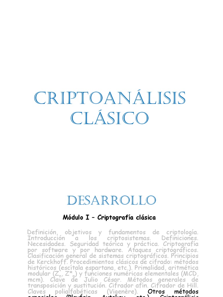 Criptoanalisis Clasico | PDF | Criptoanálisis | Criptografía