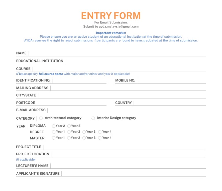 AYDA 2022-Entry Form | PDF | Communication | Computing