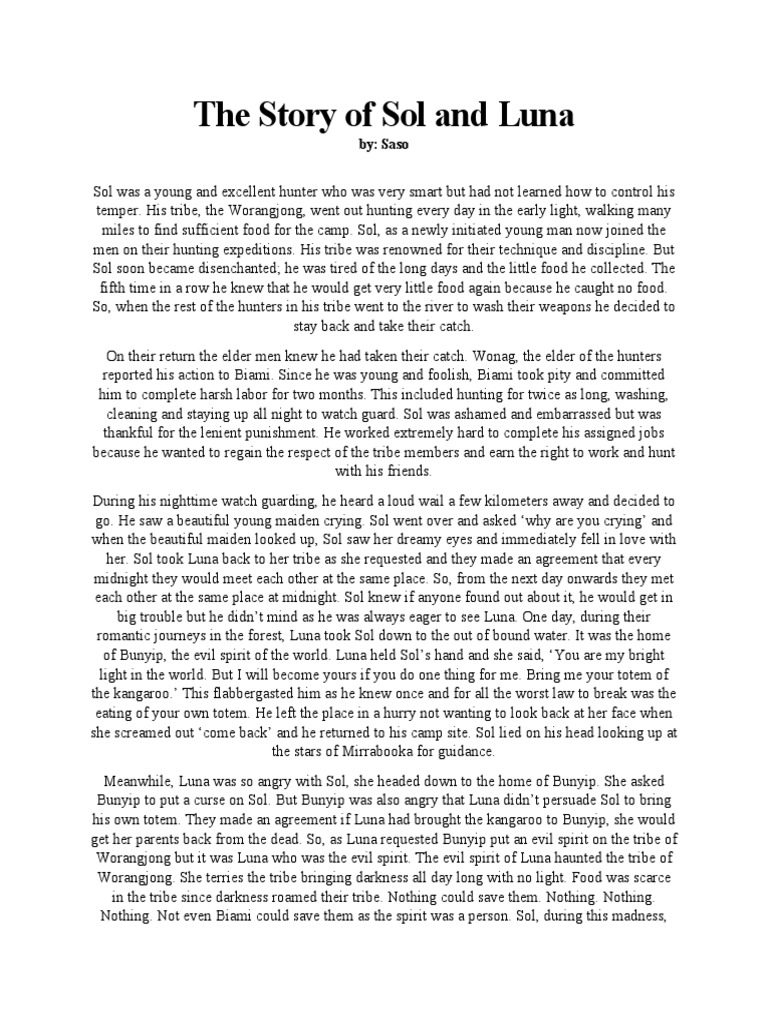 The Tale of Sol and Luna's Fate | PDF | Poetry