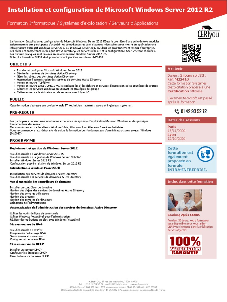 m22410 Formation Installation Et Configuration de Microsoft Windows ...