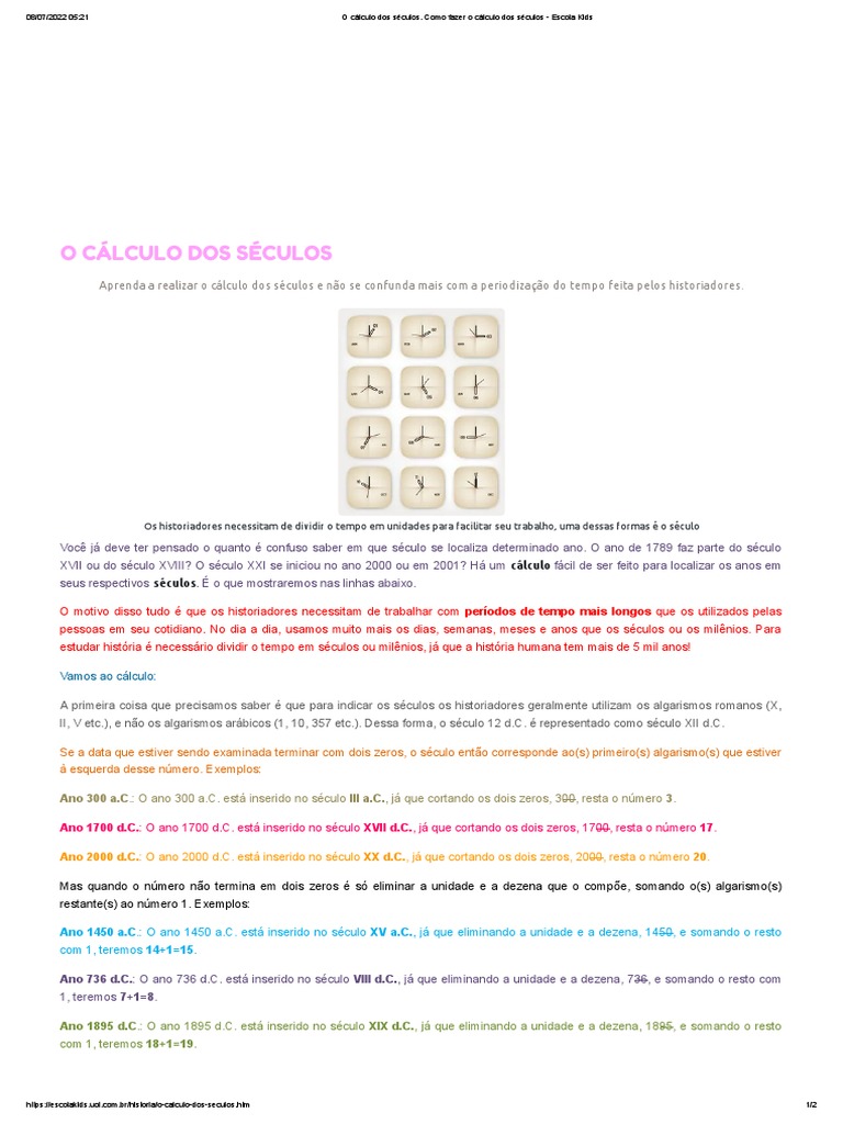 O Cálculo Dos Séculos. Como Fazer o Cálculo Dos Séculos | Download ...