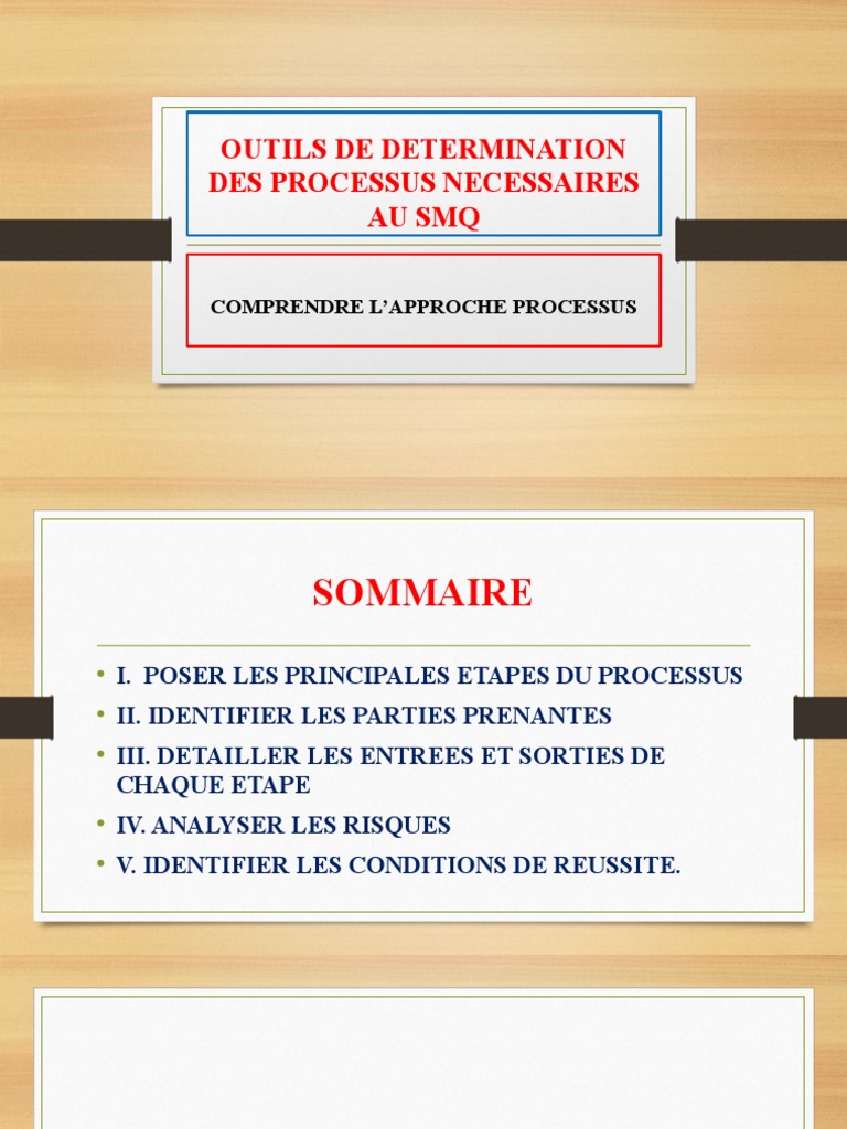 Outils pour le SMQ et l'Approche Processus | PDF | Business | Modèle ...