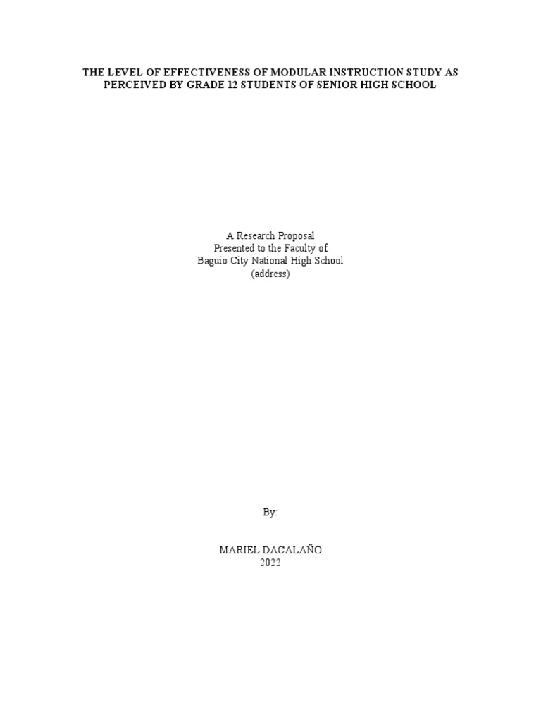 The Level of Effectiveness of Modular Instruction Study As Perceived by ...