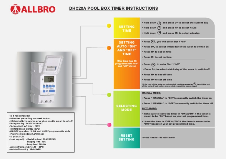 Allbro Digital Timer Instructions | PDF | Timer | Computer Engineering