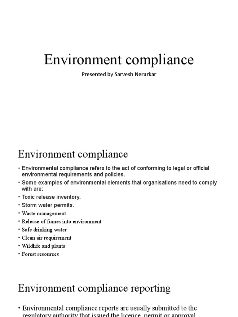 Environmental Compliance & Water Act | PDF | Regulatory Compliance ...
