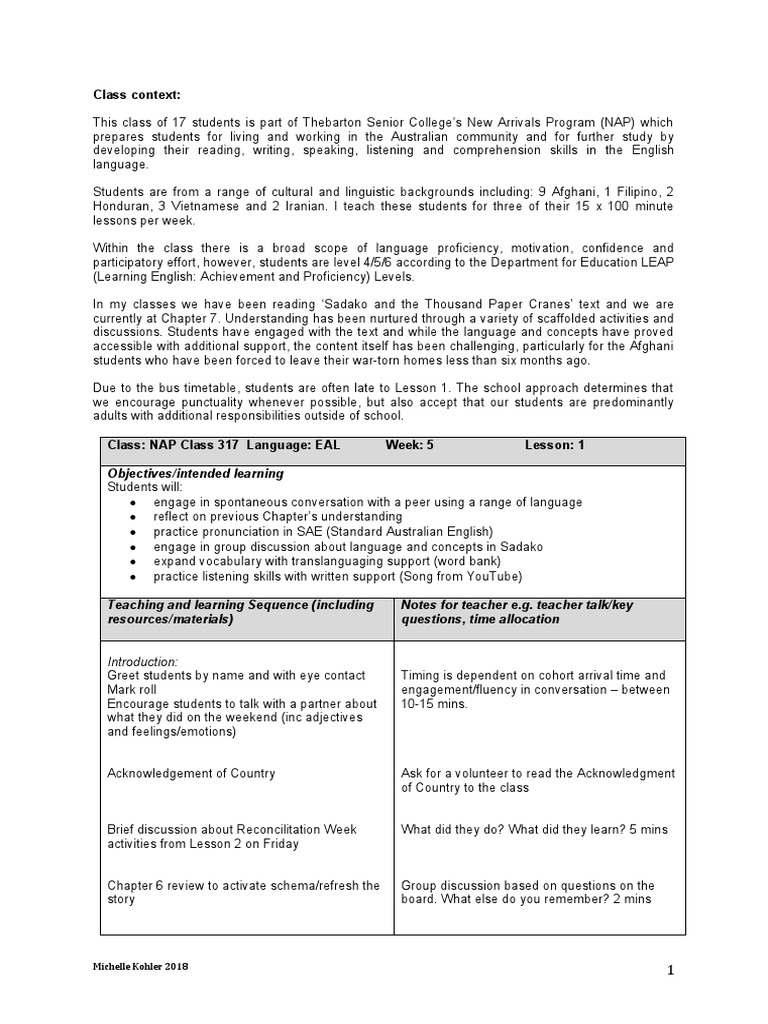 Nap Class 317 - Week 5 Lesson 1 | PDF | Vocabulary | English As A ...