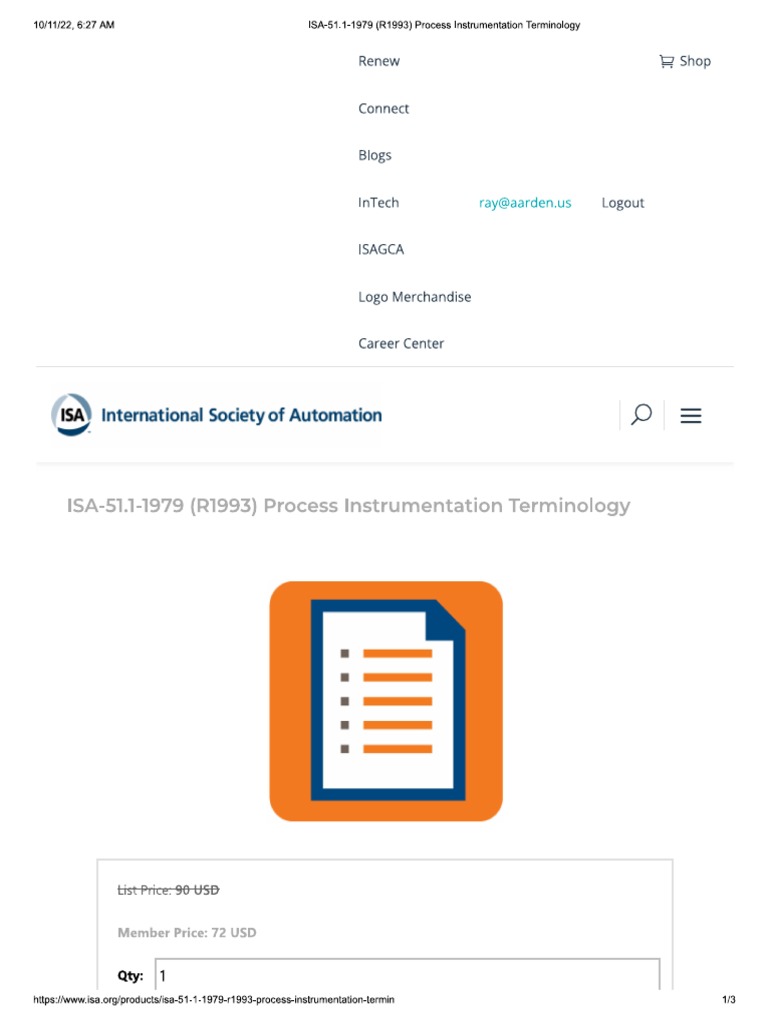 ISA-51.1-1979 (R1993) Process Instrumentation Terminology, Web Page | PDF