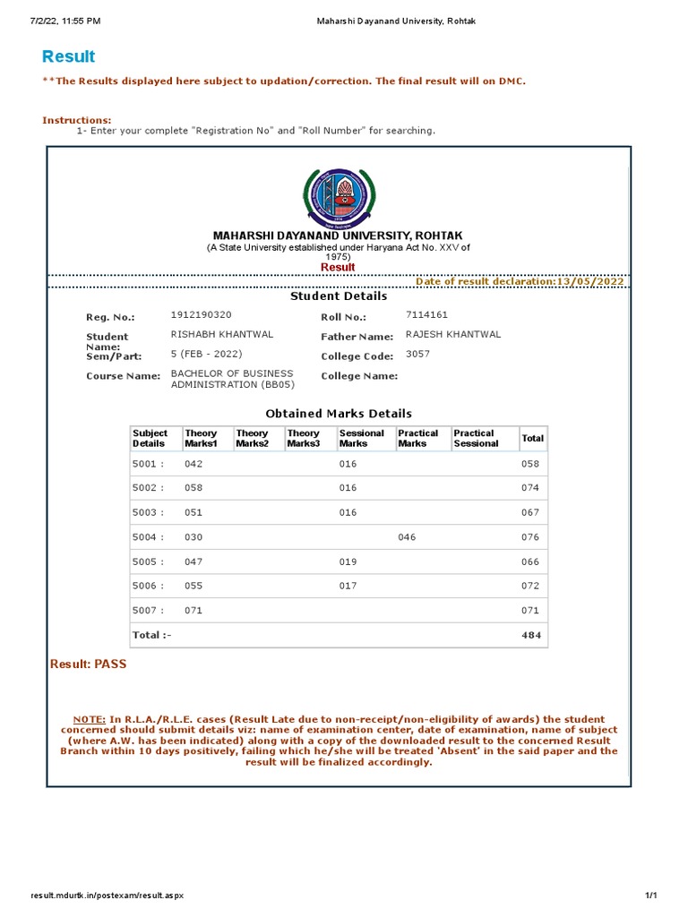 Maharshi Dayanand University, Rohtak | PDF