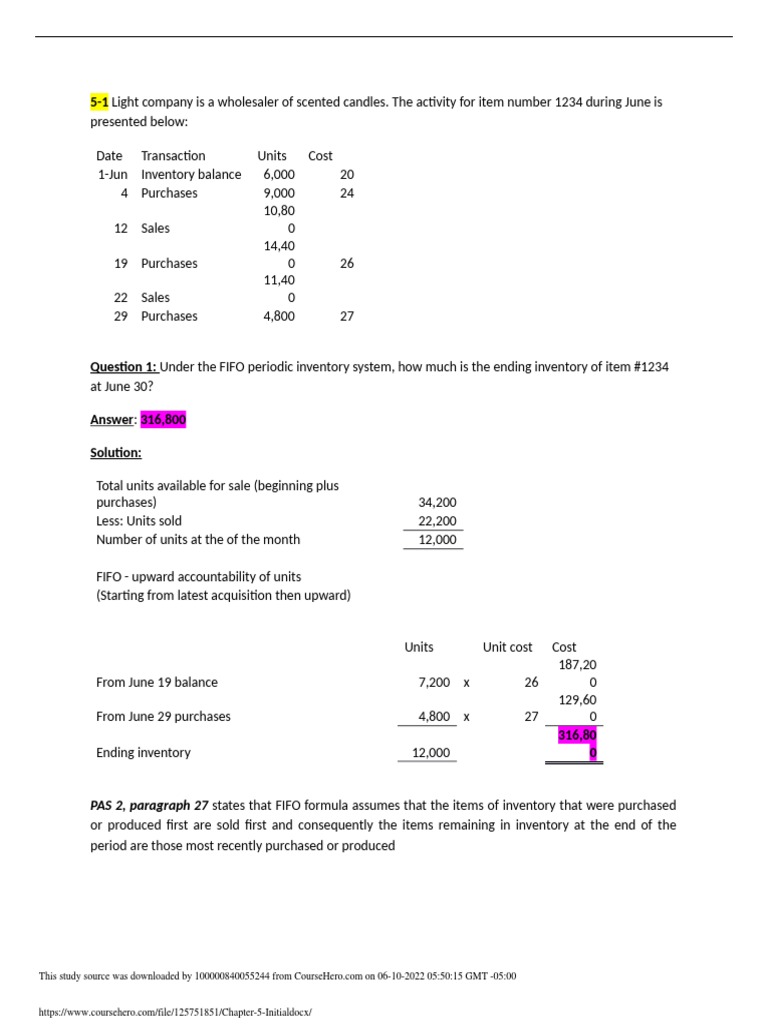 Chapter 5 Initial | PDF | Inventory | Balance Sheet