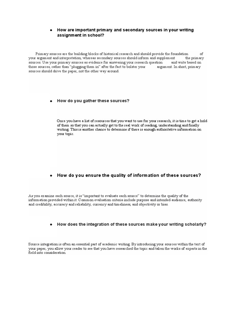 How Are Important Primary and Secondary Sources in Your Writing ...