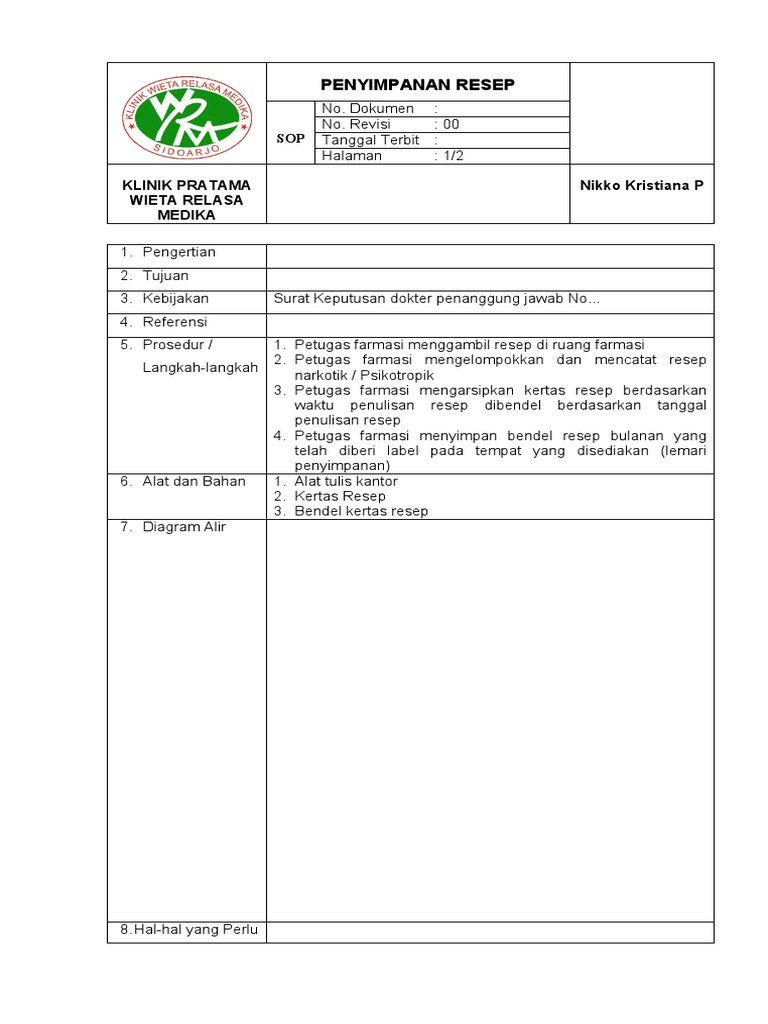 Sop Penyimpanan Resep | PDF | Pengembangan Diri | Kesehatan Holistik