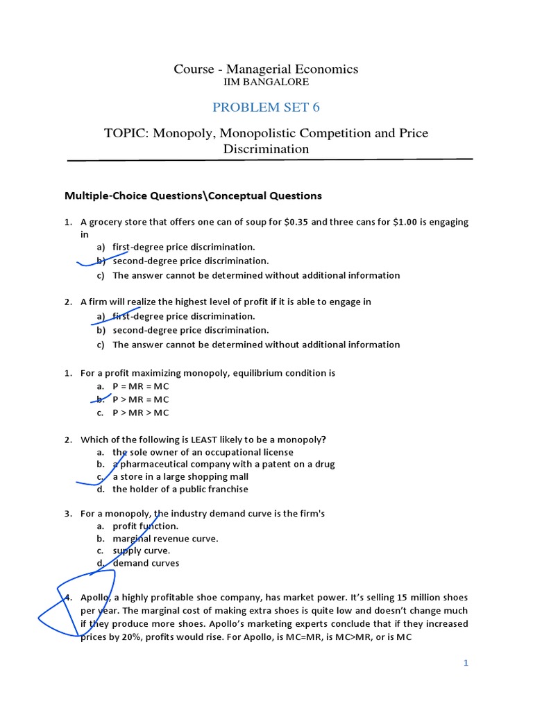 ME - Problem Set 6 | PDF | Monopoly | Profit (Economics)