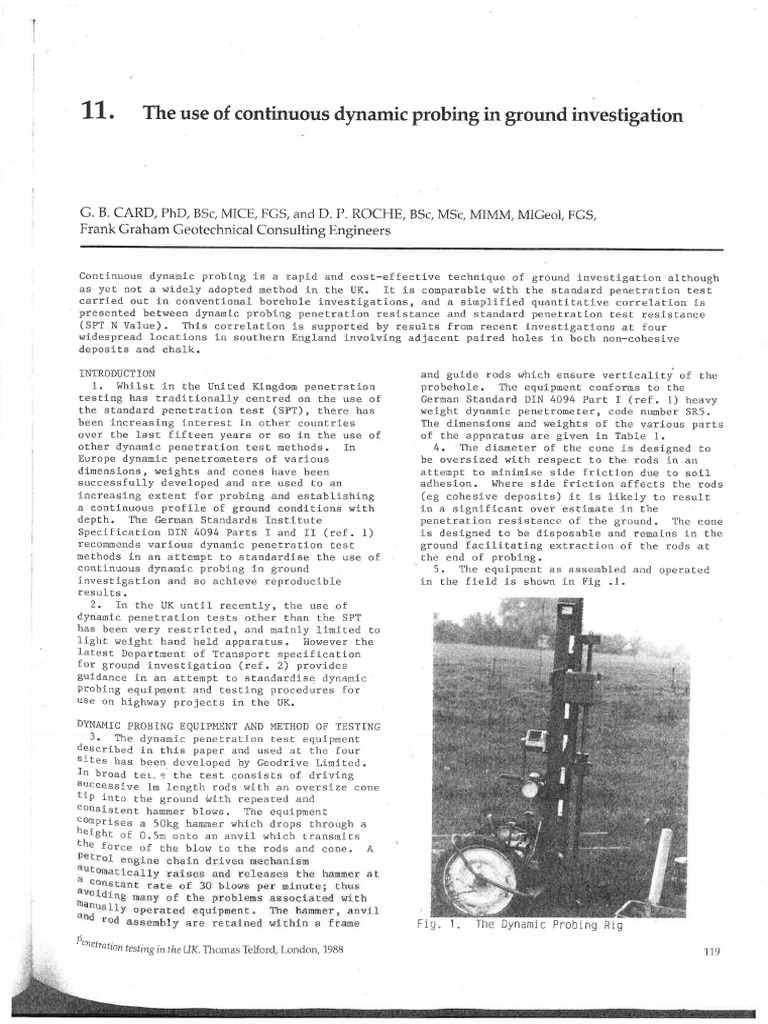 Use of Continuous Dynamic Probing in Ground Investigation | PDF