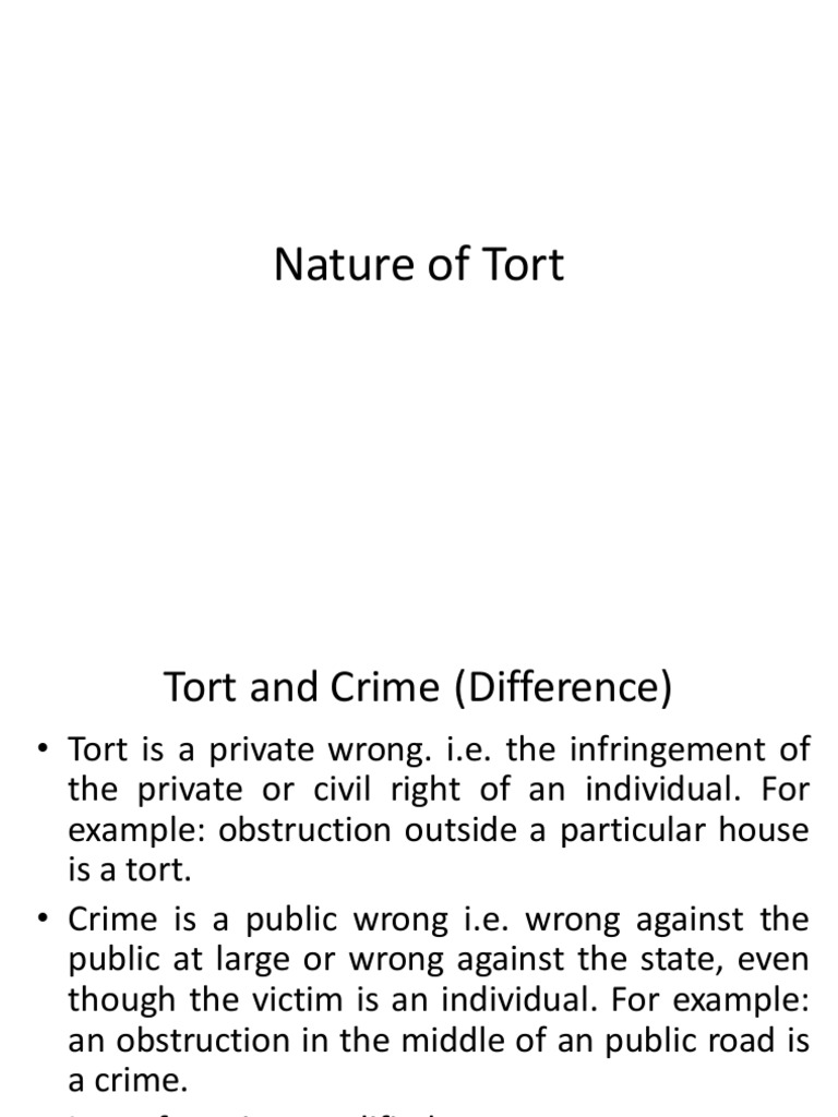 Nature of Tort and Crime: Key Differences in Private and Public Wrongs ...