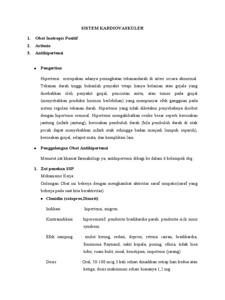 Sistem Kardiovaskuler 1. Obat Inotropic Positif 2. Aritmia 3 ...