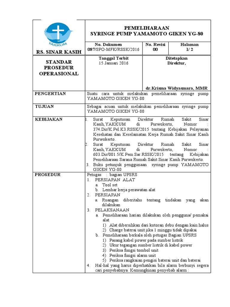 Spo Pemeliharaan Syringe Pump Yamamoto Giken Yg-80 | PDF