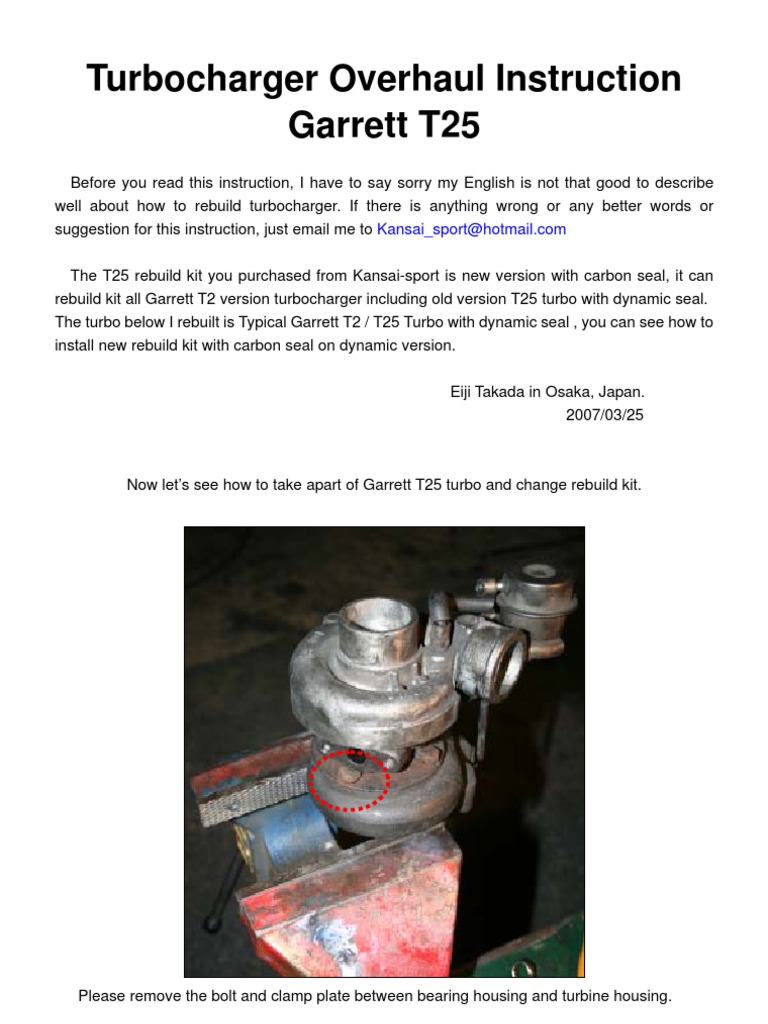 T25 Turbo Instruction | PDF | Turbocharger | Bearing (Mechanical)