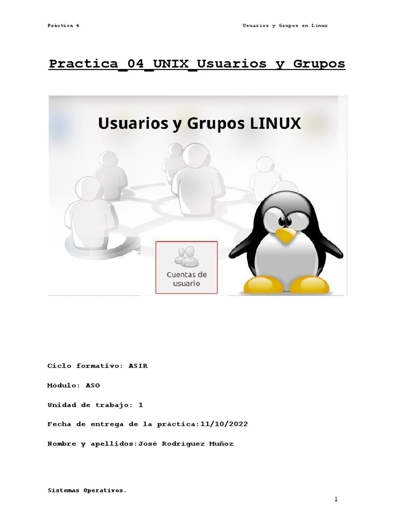 Practica 04 UNIX Usuarios y Grupos | PDF Practica 04 UNIX Usuarios y Grupos | PDF