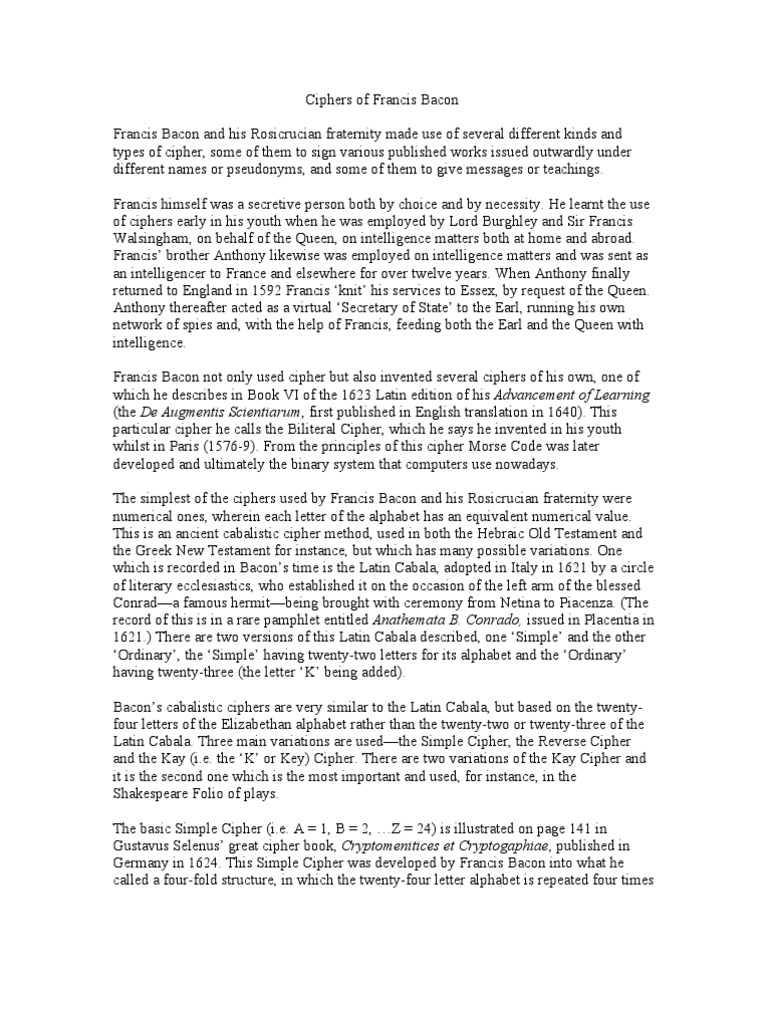 Ciphers of Francis Bacon | PDF | Francis Bacon